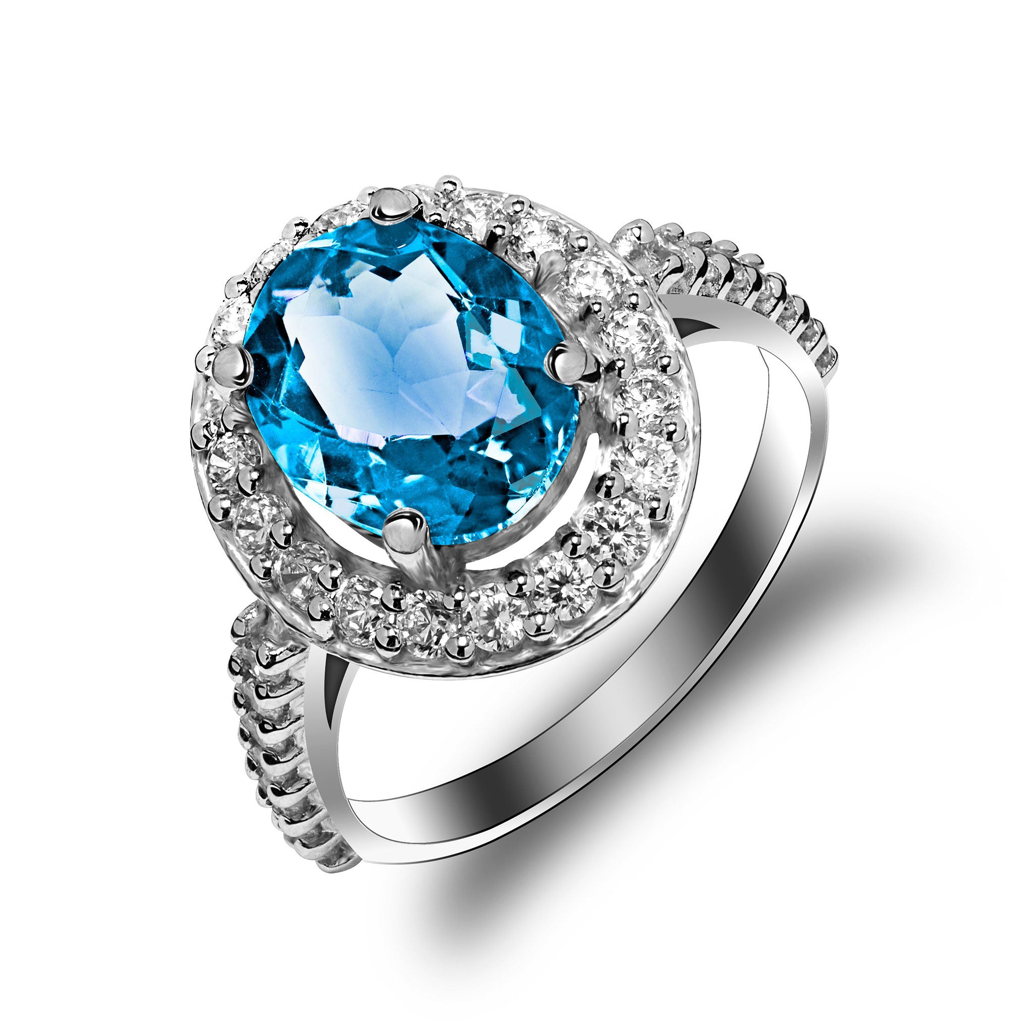 Natural blue topaz ring store